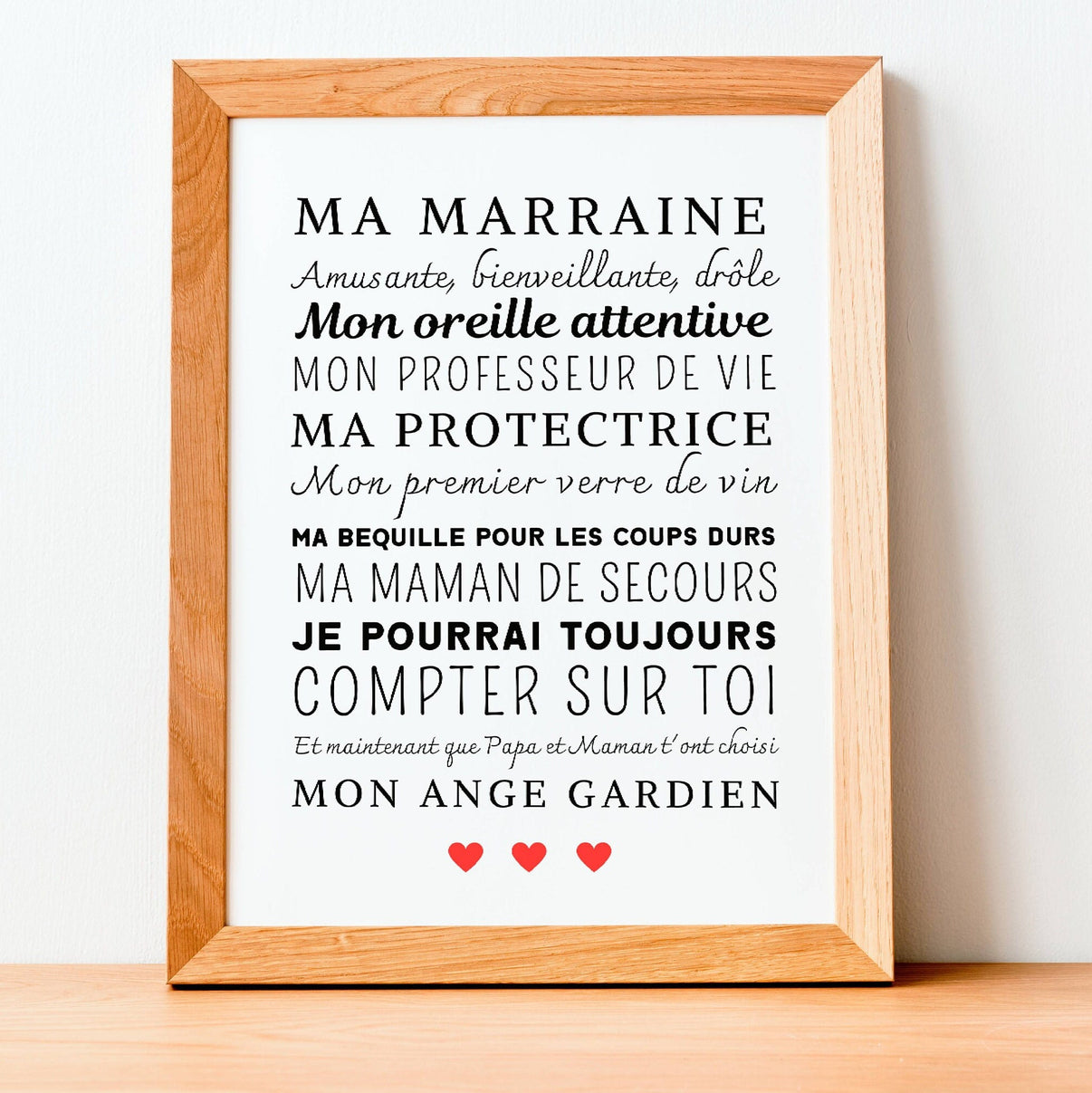 Affiche Personnalisée pour Marraine - Cadeau Unique - Le temps des pai ...